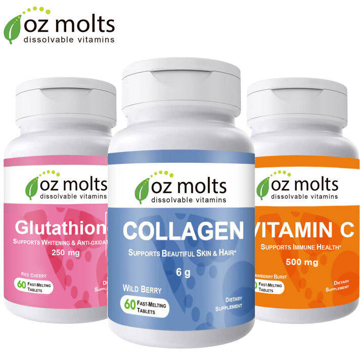 Ozmolts Collagen Chewables Glutathione Vitamin C Tablets with Collagen ...