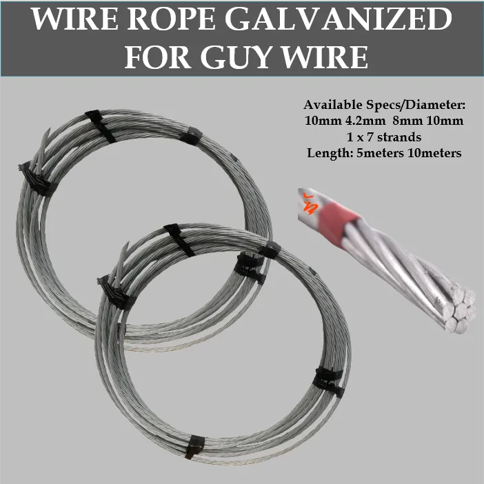 Philchi Corner 5m 10m Guy Wire Standard 1x7 4.2mm-10mm Galvanized Steel ...