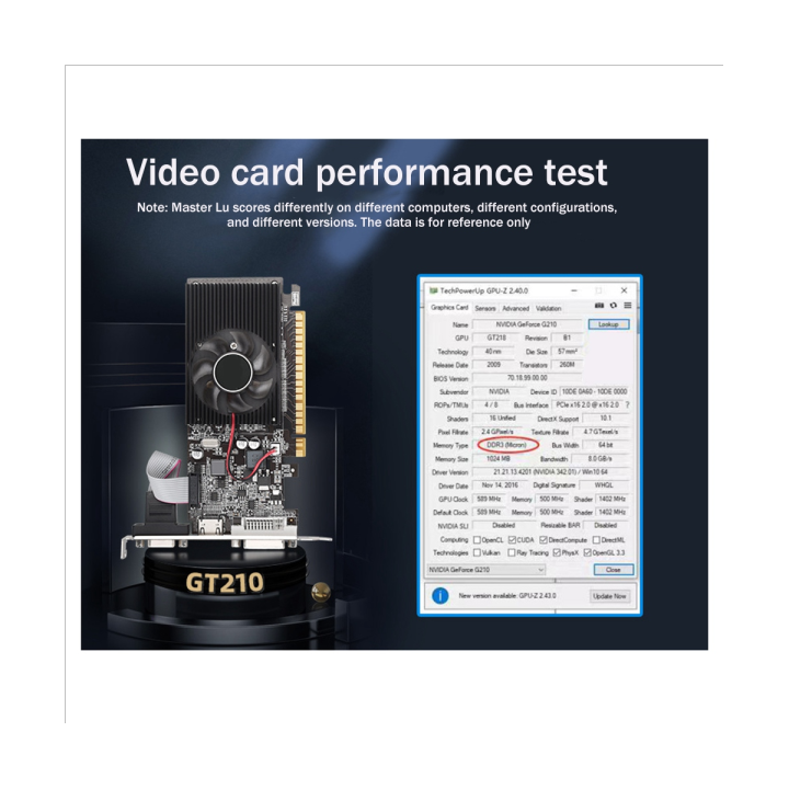 GT210 1GB Graphics Card DVI-D+VGA+HD Desktop Video Card | Lazada.co.th