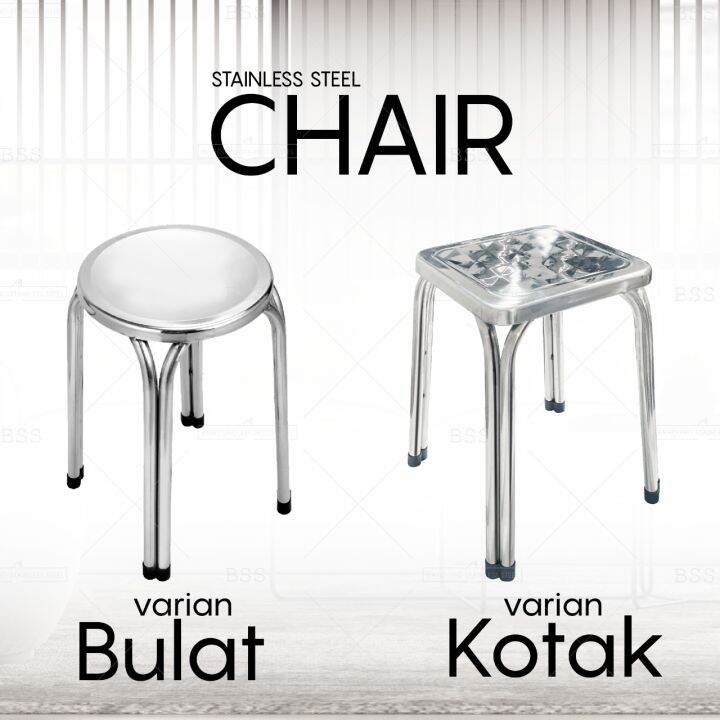 Bangku Kursi stainless baso bulat stainless steel 47cm murah | Lazada ...