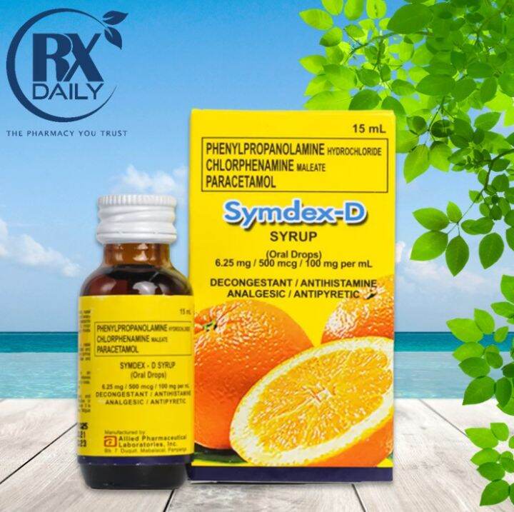 Symdex-D Decongestant/ Antihistamine/ Analgesic/ Antipyretic Syrup 15ml ...