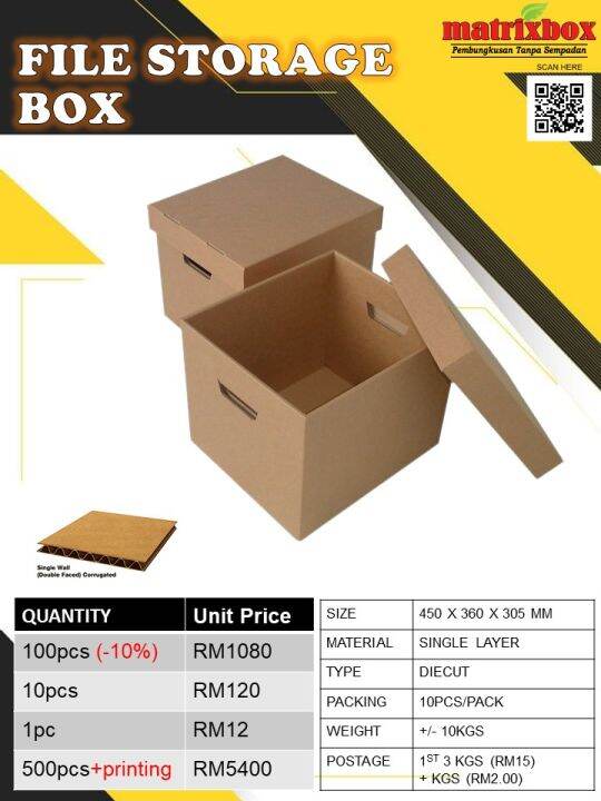 FILE STORAGE DIECUT BOX (10PCS) 450 X 360 X 305 MM MATRIXBOX KEDAI ...