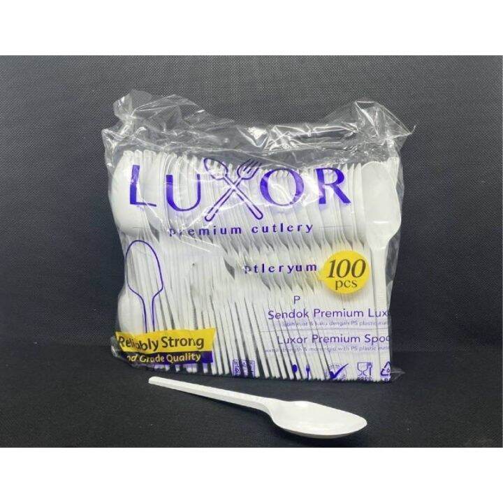 [2 pack] Sendok Makan Plastik Luxor Putih isi 100 pcs | Sendok Makan ...