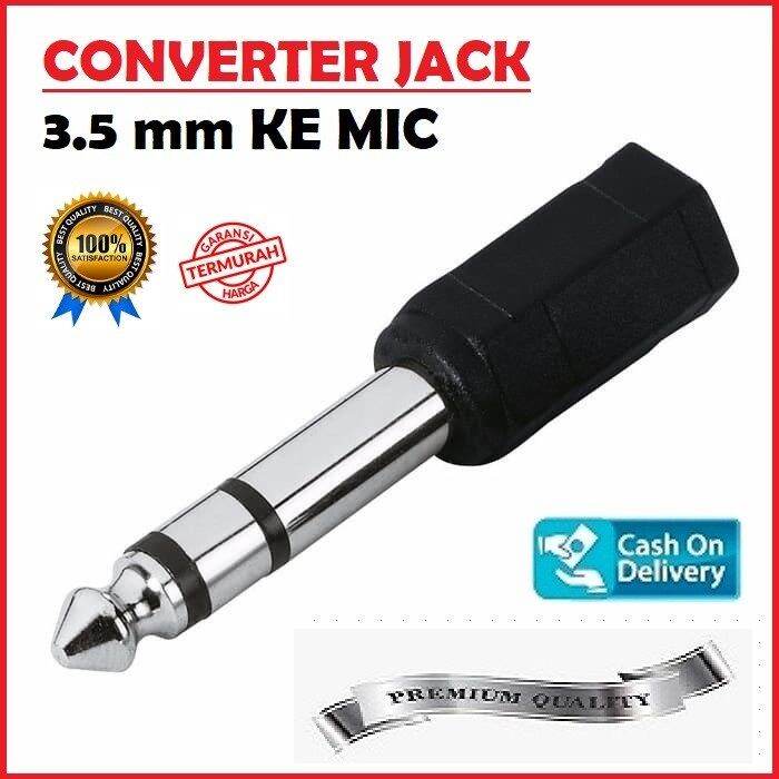 konverter jack 3.5 mm female ke colokan MIC male stereo audio konektor ...