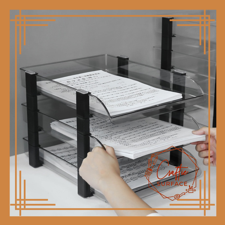 Two layers / Three layers File Tray Acrylic Organizer Office files ...