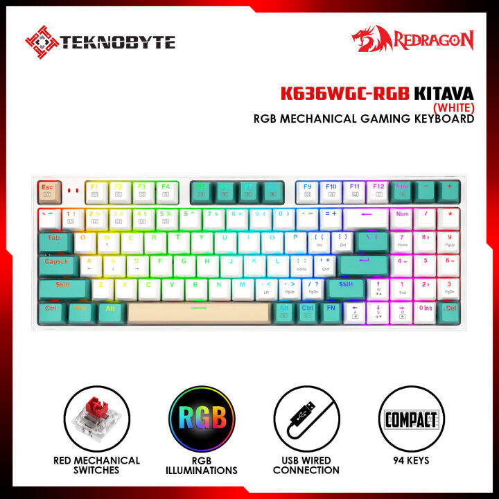 Redragon KITAVA K636WGC-RGB Wired Mechanical Gaming Keyboard Dust-Proof | Lazada PH