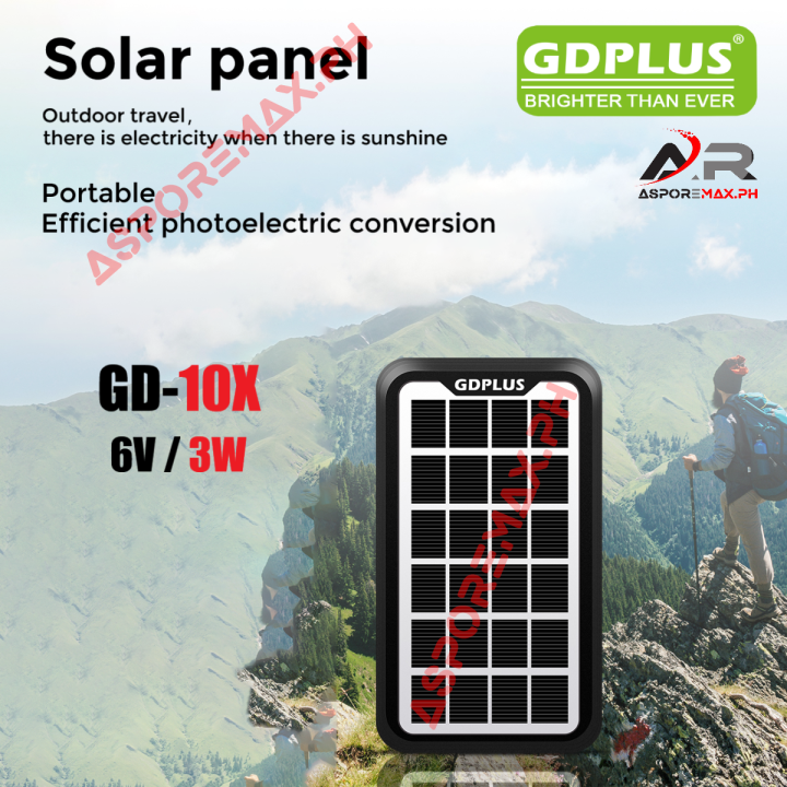 GDPLUS GD-10X Solar Panel High Quality 6V Universal Charge 3w Outdoor ...