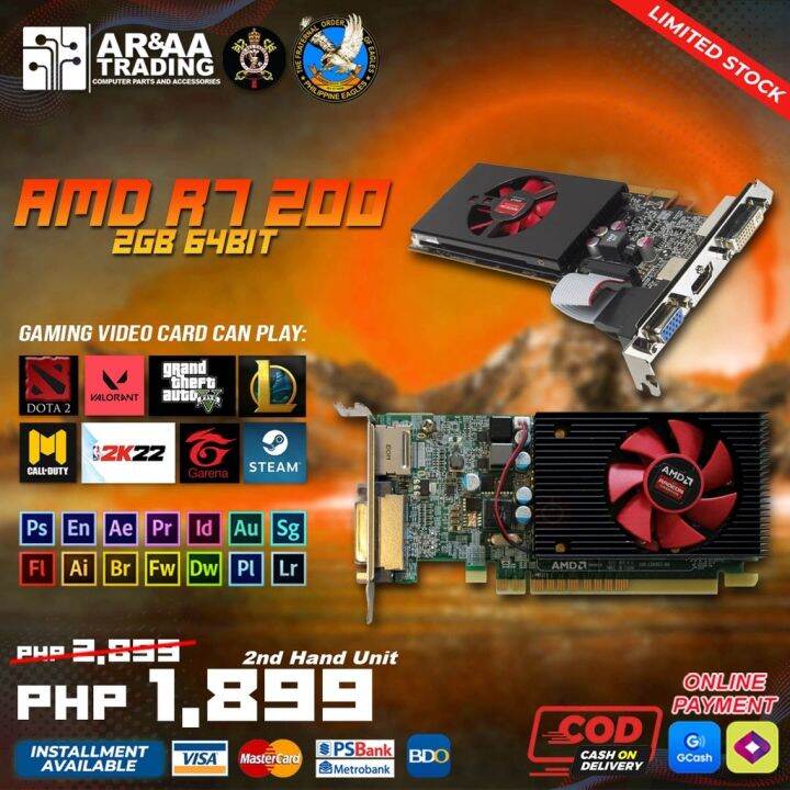Video Card AMD R7 200 2GB 64bit DDR3 Assorted Brand | Lazada PH