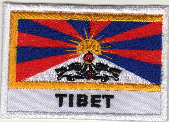 iron on patch Embroidery Country flag Tibet 7x5 cm ทิเบต ธงประจำชาติ ตัวรีด เย็บติดผ้าประเทศไทย ...