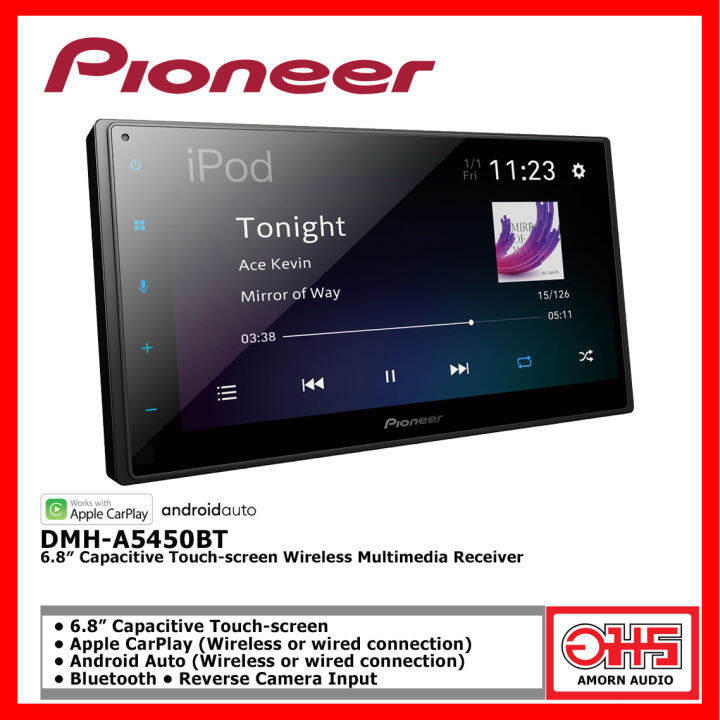 PIONEER DMH-A5450BT หน้าจอ 6.8 นิ้ว หน้าจอสัมผัส เชื่อมต่อ Apple CarPlay , Android Auto แบบไร้ ...