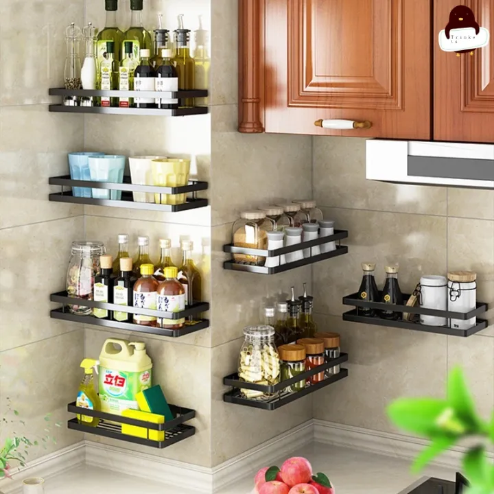 kitchen rock Wall Mounted Hanging Rack Shelf Home Organize Bathroom ...