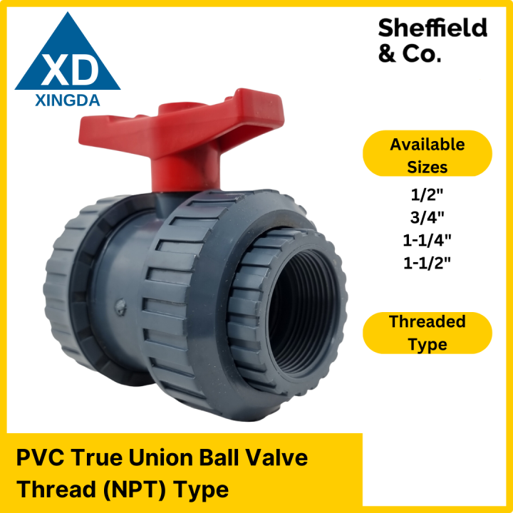XINGDA PVC True Union Ball Valve, NPT type (1/2", 3/4", 1-1/4", 1-1/2 ...