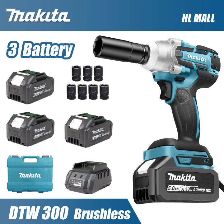 Makita DTW300 36V 5.0Ah Brushless Cordless Impact Wrench Set With 3 ...