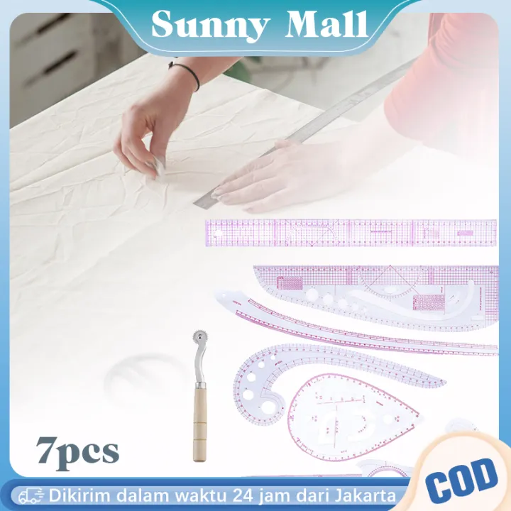 7pcs Penggaris Jahit Set/Pakaian Pola Quilting Patchwork Ruler ...