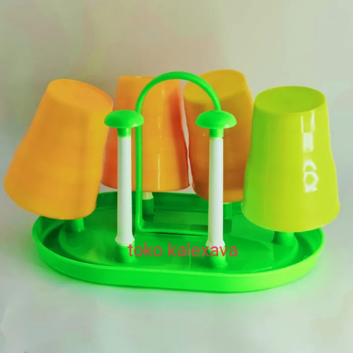 Tempat gelas / stand gelas plastik 6 tiang | Lazada Indonesia