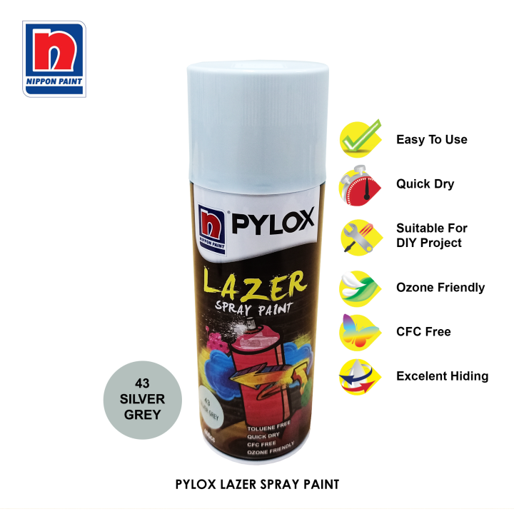 Pylox Lazer Spray Paint Silver Grey No.43 Nippon | Lazada PH