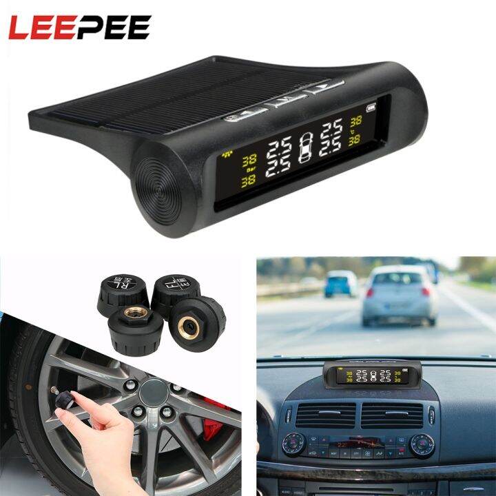 LEEPEE Tyre Pressure Sensor Solar Power Car TPMS Sensor Tyre Pressure Monitoring System Auto ...