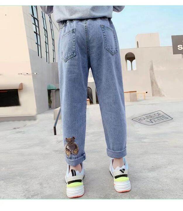 Girls' long jeansกางเกงยีนส์ขายาวเด็กผู้หญิงยางยืด กางเกงหมียีนส์ลำลอง8 ...