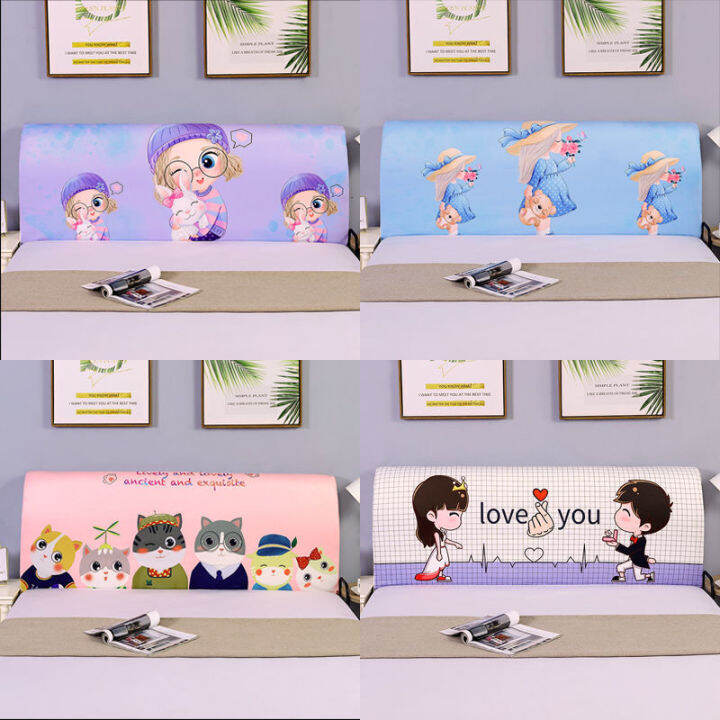 Cute Cartoon Bed Headboard Cover Soft Stretch fabric All-inclusive Bed ...