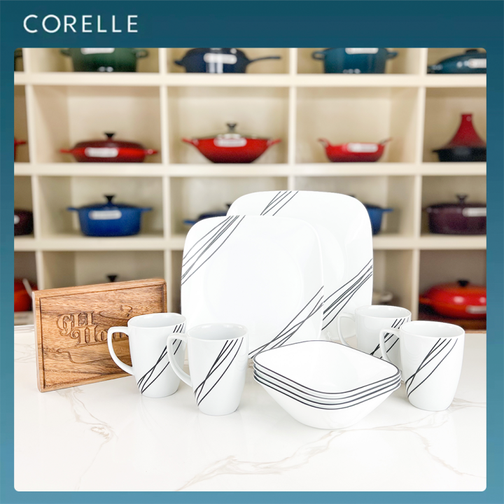 Corelle Simple Sketch 16-Piece Dinnerware Set, Authentic/Original Made ...