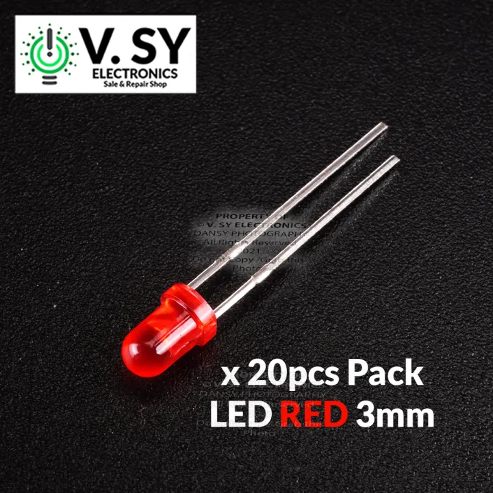 20pcs. LED Lights 3mm RED Light Emitting Diode 3V DC 3 mm | Lazada PH