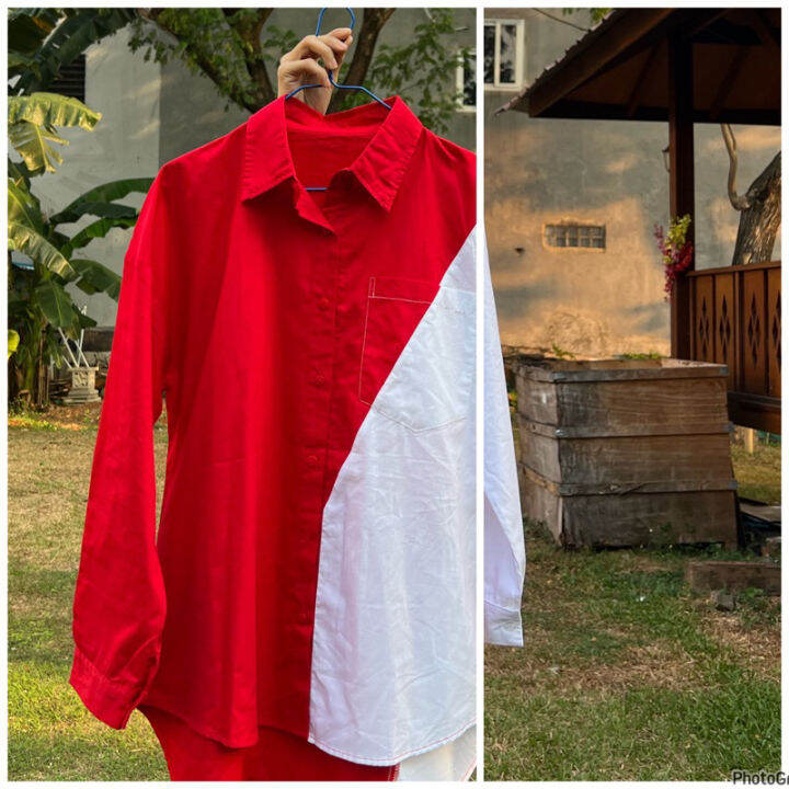 Kemeja Wanita MERAH PUTIH 17 AGUSTUSAN - Kemeja Wanita Kemerdekaan ...