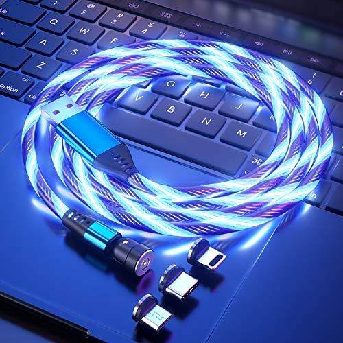 Light Up Phone Charger with Changeable Rotating Magnetic Tips (6.6 Feet ...