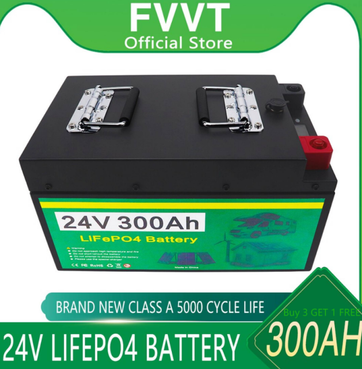 24V 300Ah Lifepo4 Lithium Iron Phosphate Battery Built-In BMS 5000 ...