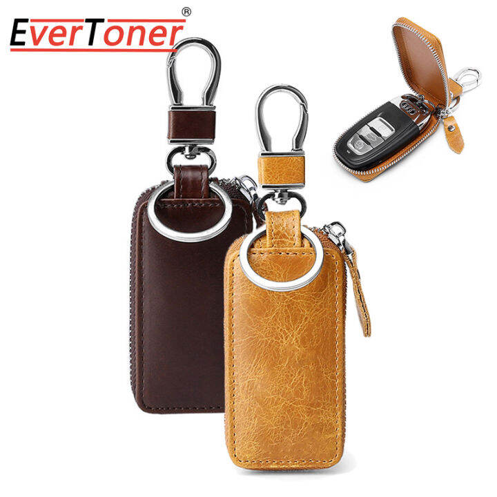 Evertoner Men Women Genuine Leather Car Key Holders Housekeeper For Men