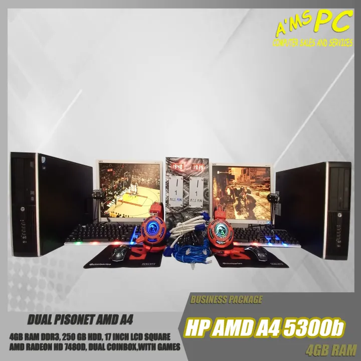 Business Package, Dual Pisonet, AMD A-4 5300B, 4GB DDR3 RAM, 250 GB HDD ...
