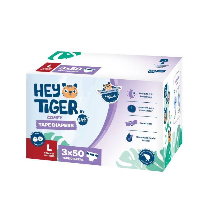 HEY TIGER Tape Super Jumbo Box LARGE (10-15 kg) - 150 pcs - Tape Diapers | Lazada PH