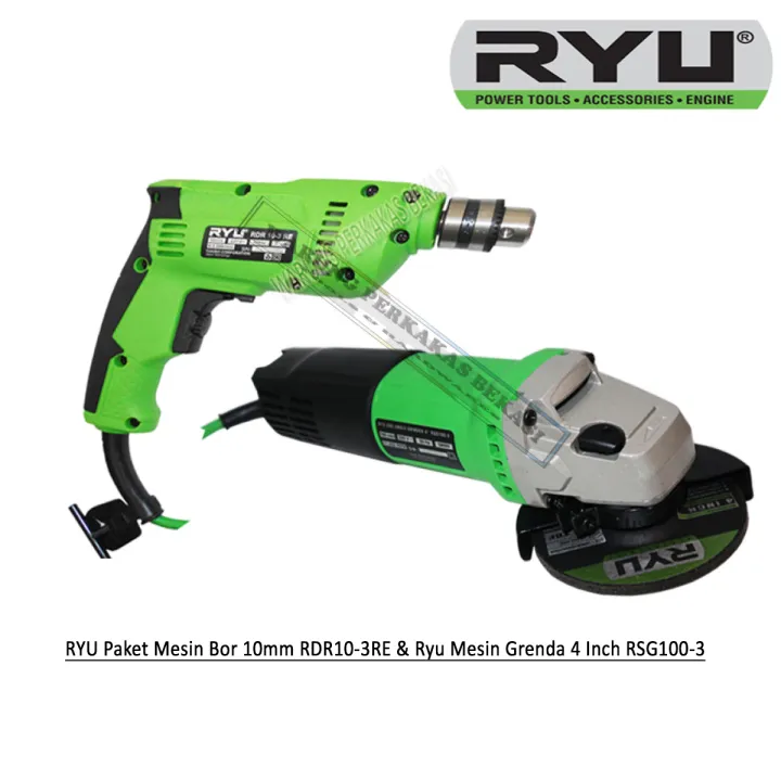 Paket RYU TEKIRO Mesin Gerinda Listrik Ryu 4in RSG100-3 Dan Mesin Bor ...