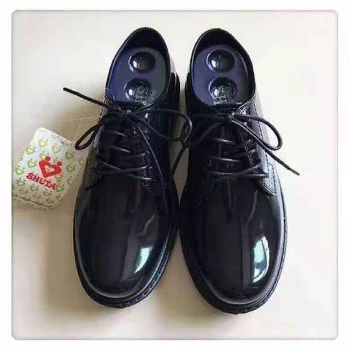 SHUTA Black Security Guard police Shoes shiny style For men and women ...
