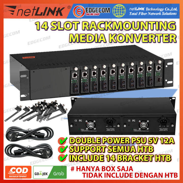 RACK MOUNTING HTB 14 SLOT MEDIA CONVERTER + DOUBLE POWER PSU 5V 12A RACKMOUNT SERVER HTB ...
