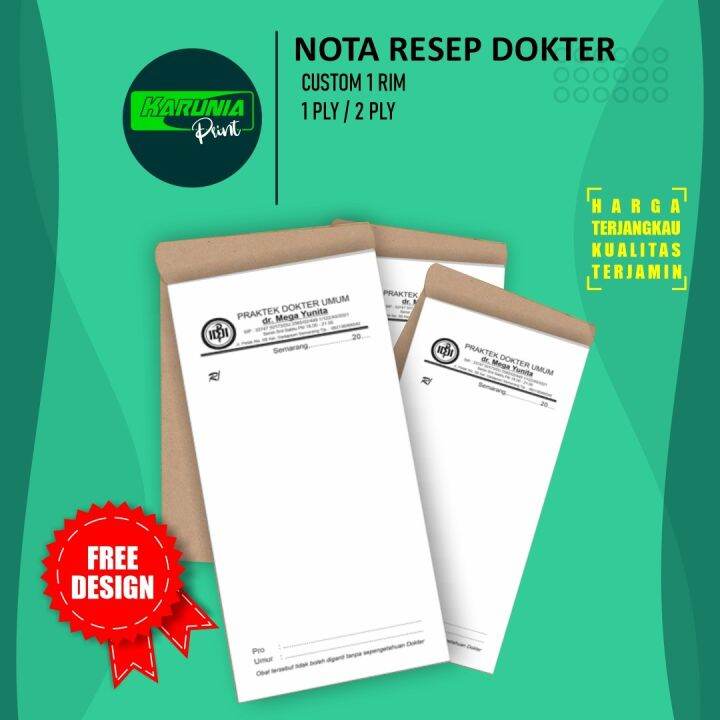 CUSTOM CETAK NOTA RESEP DOKTER UKURAN 1/3 HVS A4 | Lazada Indonesia