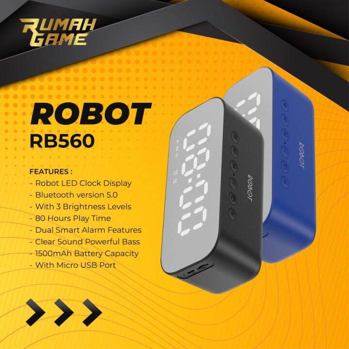 Robot Rb560 Speaker Bluetooth Jam Alarm Led Indikator 5 0 Lazada