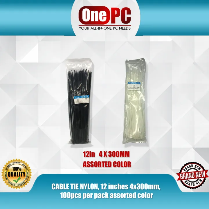 CABLE TIE NYLON, 12 inches 4x300mm, 100pcs per pack assorted color ...