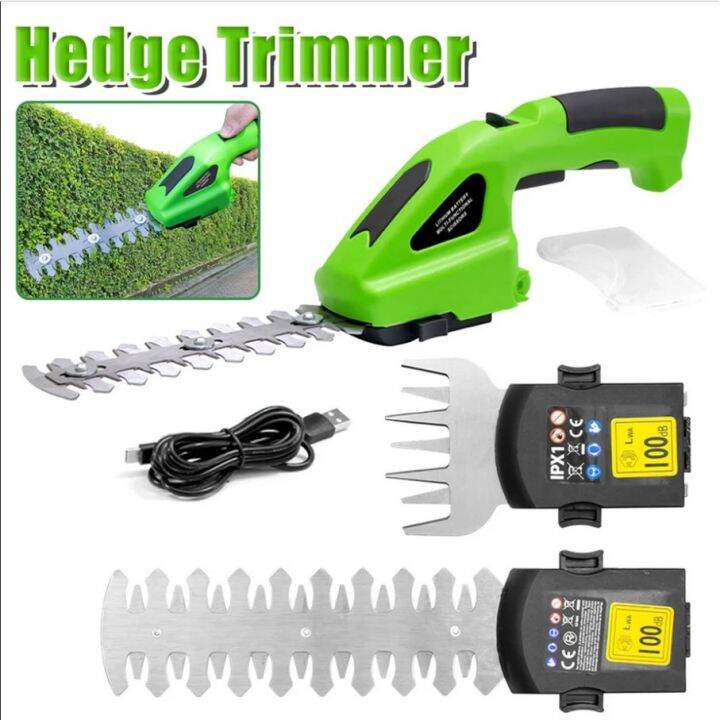 2in1 Electric Hedge Trimmer Cordless Hedge Cutter Portable One-handed ...