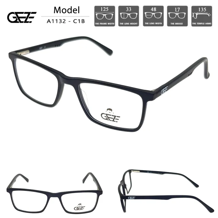 👓กรอบแว่นตา GEZE รุ่น A1132-C1B เต็มกรอบสีดำด้าน Vintage น้ำหนักเบา ใส่สบาย (บริการตัดเลนส์สายตา ...