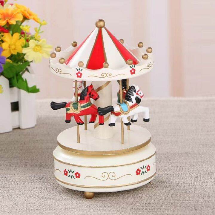 Wooden Horse Music Boxes Roundabout Carousel Musical Box Merry-go-round ...