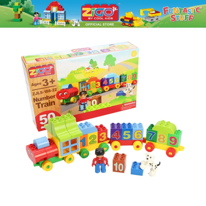 ZIGO Jr. Number Train Building Blocks, Toys for Kids, Toddler Blocks ...