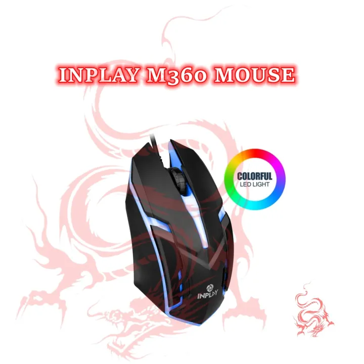 INPLAY M360 Game Mouse Colorful Gradient RGB Lighting Gaming Mouse ...