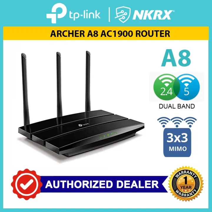 TP-Link Archer A8 AC1900 Dual Band Wireless MU-MIMO Wi-Fi Router Router ...