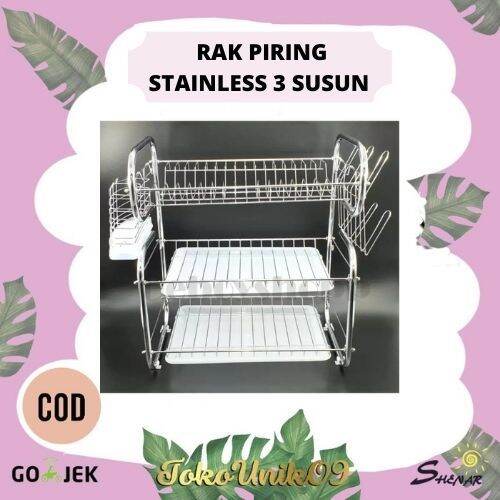 Rak Piring Stainless Steel Susun 3 Modern tersedia Juga rak sepatu/rak ...