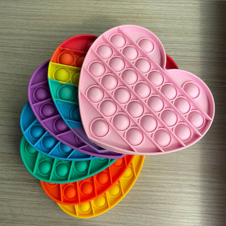 pop it fidget toy heart shape rainbow Push Bubble simple dimple Pop it ...