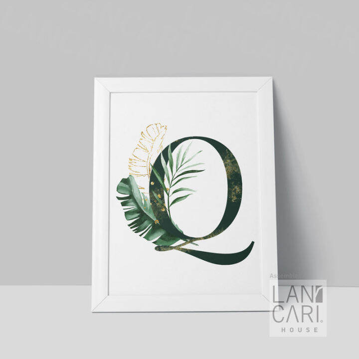 Inisial Frame Q Dekorasi Nama Wedding Name Sign Monstera Frame Ruangan ...