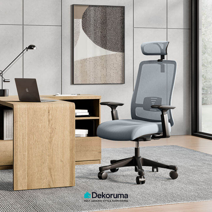 Dekoruma SAGA Kursi Kantor Manager Ergonomis / Kursi Kerja - Abu Tua ...