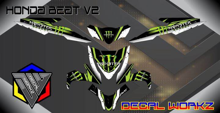 HONDA BEAT V2 STICKER DECALS, MONSTER l BLACK | Lazada PH