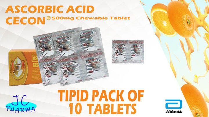 AUTHENTIC ABBOTT ASCORBIC ACID CECON VITAMIN TINGI PACK OF 10 Tablets ...