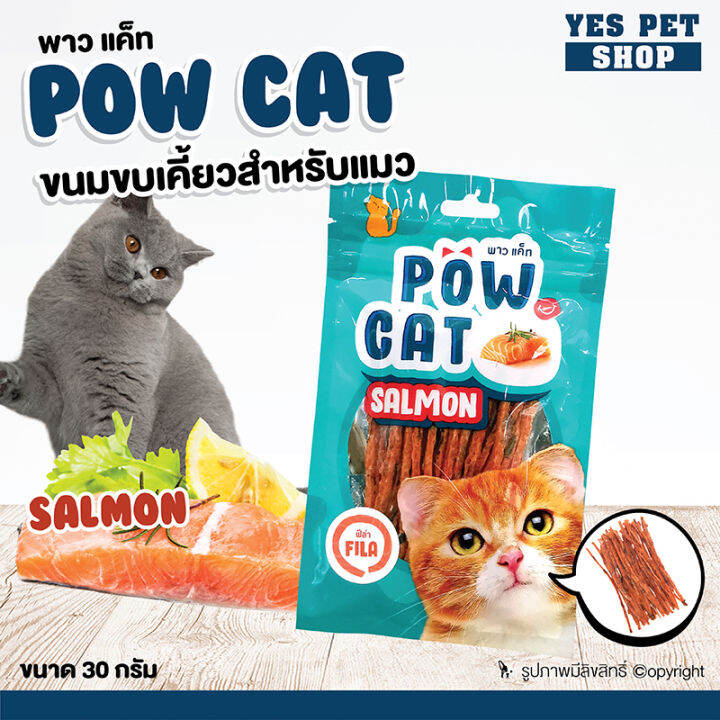พาว แค็ท POW CAT ขนมแมว ผลิตจากปลาแซลมอน 100% (Fila แบบเส้น) ขนมปลาเส้น ...